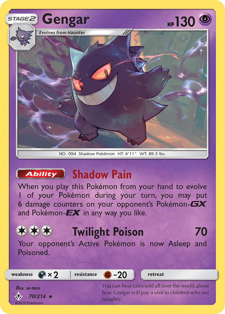 Gengar 70 (Unbroken Bonds 2019) Pokemon Card